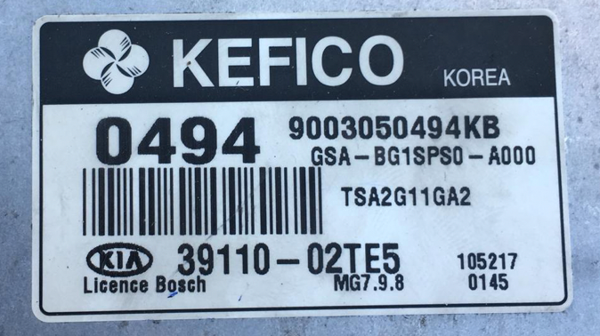Plug & Play Kefico Engine ECU, Kia, 9003050494KB, 39110-02TE5, MG7.9.8 ...