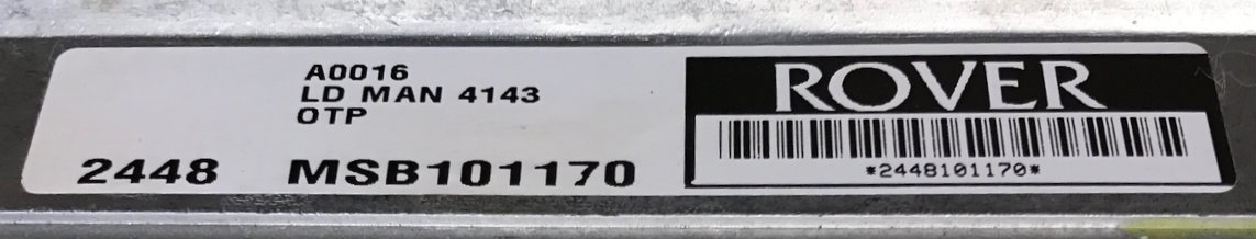 Plug & Play Rover Engine ECU, Land Rover Defender TD5, Manual, MSB1011 ...